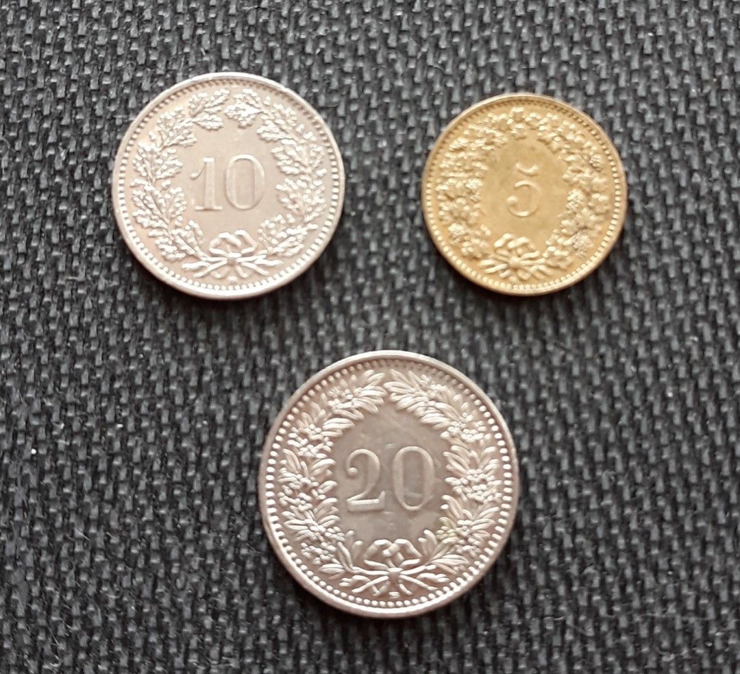 3 pcs of switzerland helvetica coins., Hobbies & Toys, Memorabilia ...