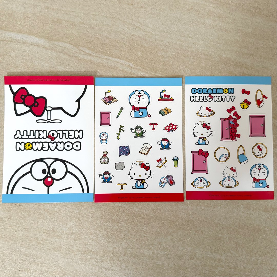 全新絕版 Hello Kitty X Doraemon Sticker Crossover貼紙, 興趣及遊戲, 手作＆自家設計, 其他 ...