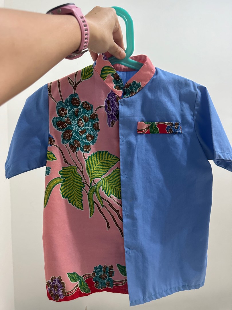 Batik Boy’s Shirt with Chinese Collar Peranakan, Babies & Kids, Babies ...