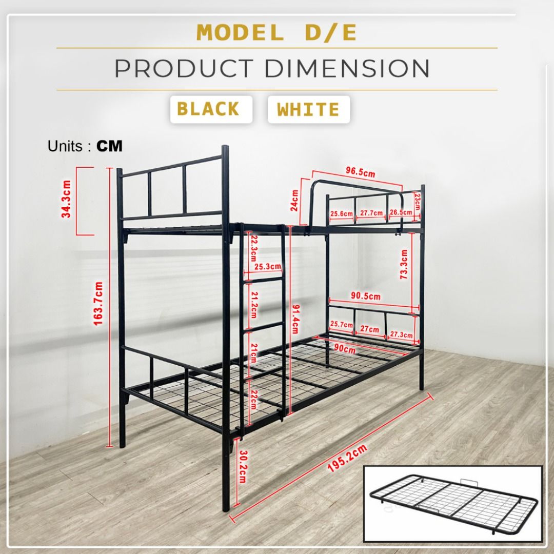Bunk Bed Metal Double Decker Bed Frame, Furniture & Home Living ...