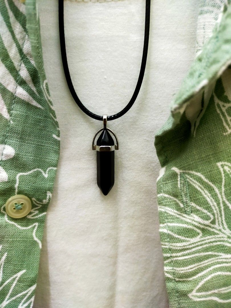 Crystal hexagonal necklaces (black), Luxury, Accessories on Carousell