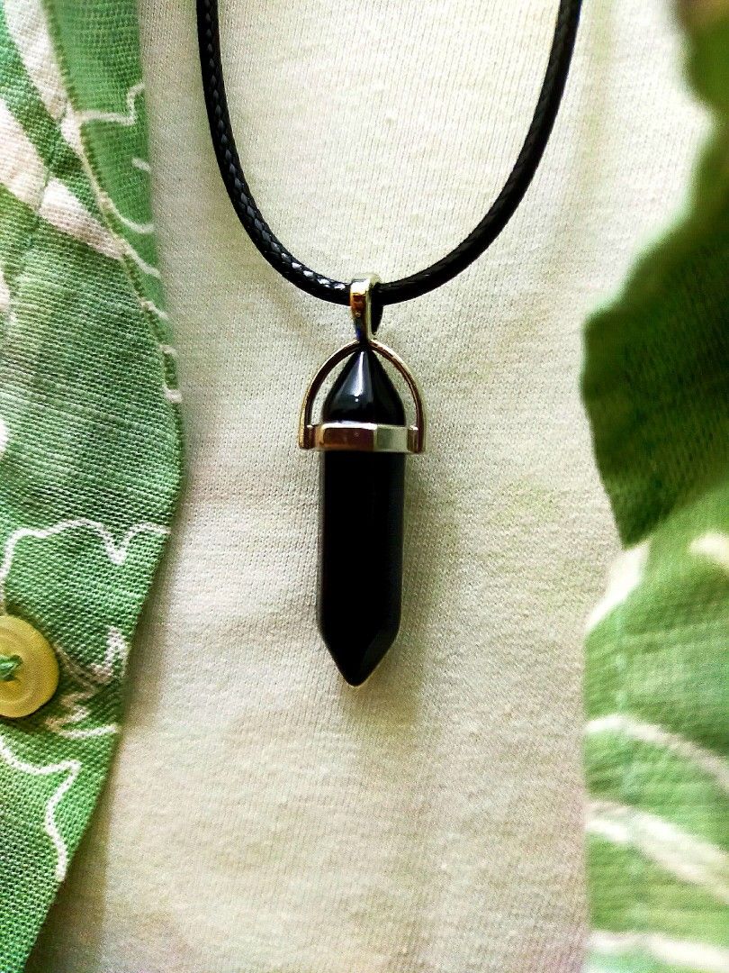 Crystal hexagonal necklaces (black), Luxury, Accessories on Carousell