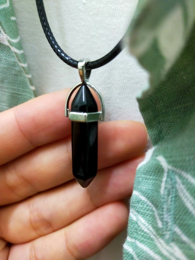 Crystal hexagonal necklaces (black), Luxury, Accessories on Carousell