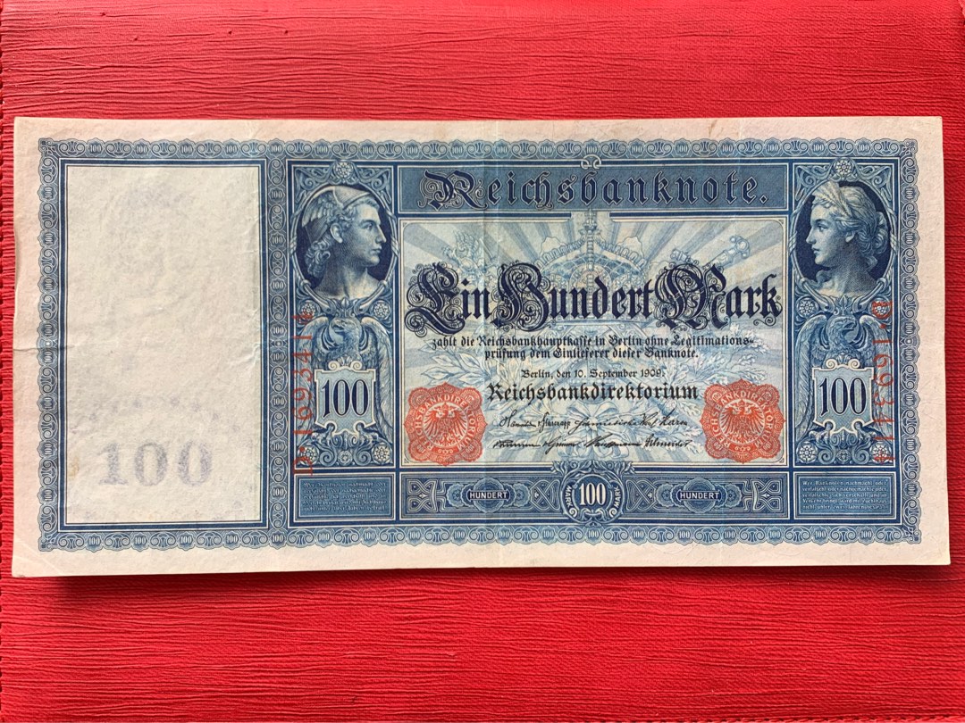 Germany 100 Mark 1909 Banknote JUMBO, Hobbies & Toys, Collectibles & Memorabilia, Currency on ...