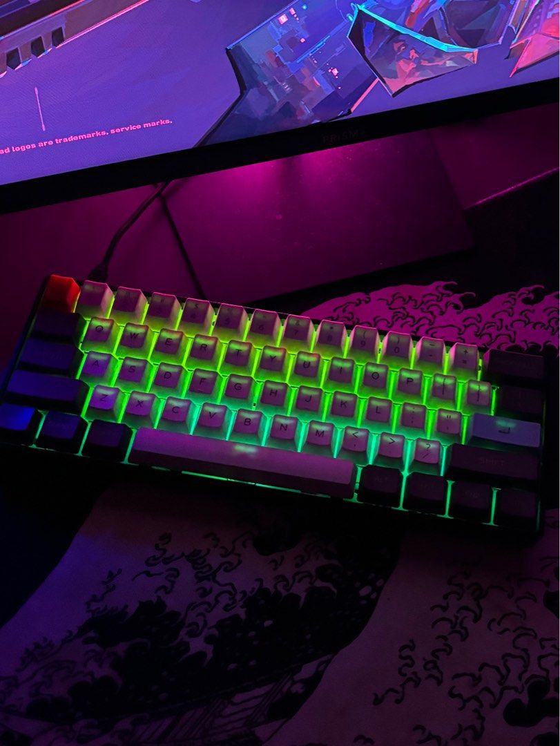 Hot swappable GK61 Cherry MX red fully modded 60% mechanical keyboard ...