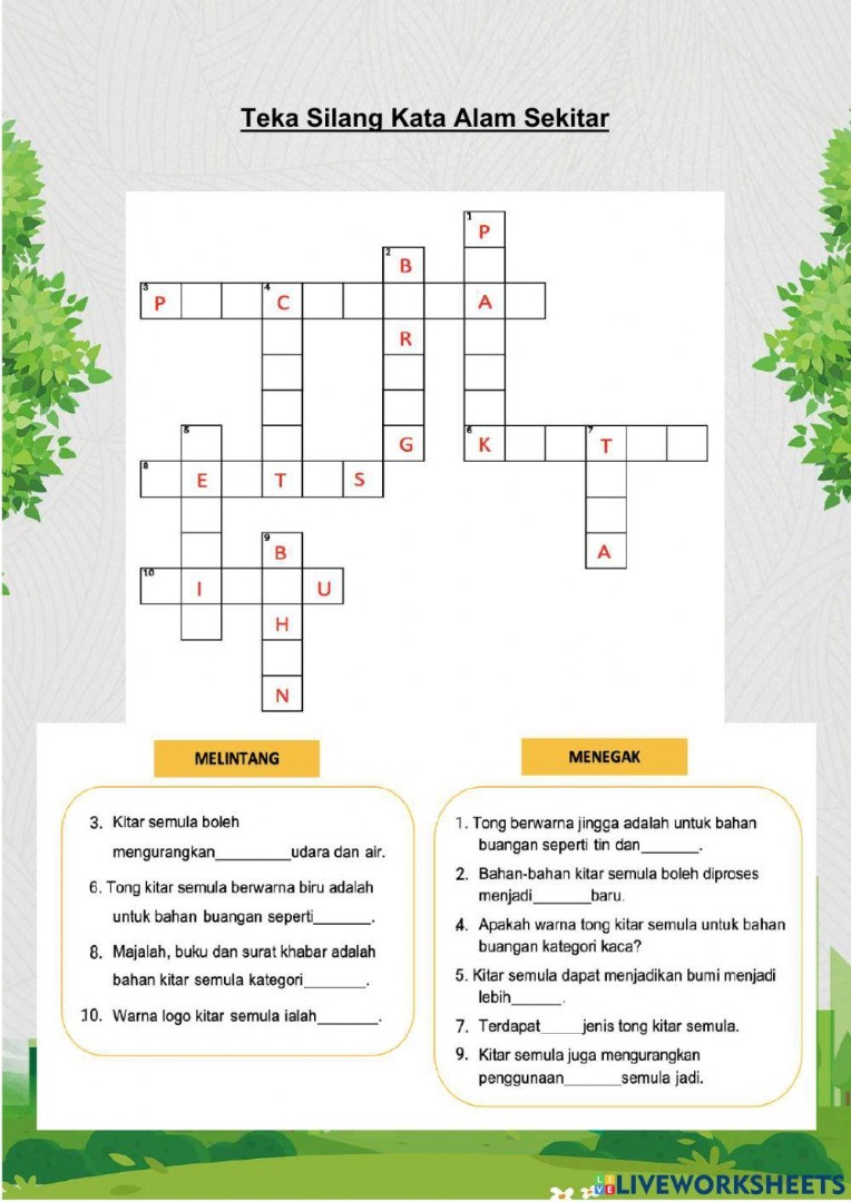 Jawapan Teka Silang Kata Alam Sekitar, Buku & Alat Tulis, Buku ...
