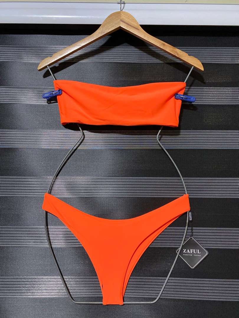Zapul Neon Orange Bikini/ Swimsuit set, Women's Fashion, Swimwear ...