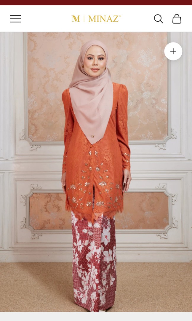 NEW! burnt brick orange Minaz Laila Kebaya | size L, Women's Fashion ...