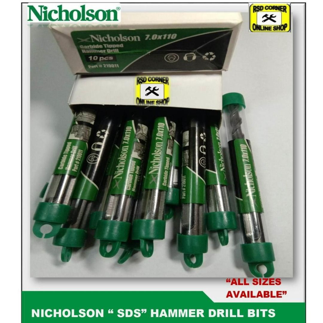 NICHOLSON "SDS" HAMMER DRILL BIT(4.0 x 110 mm to 15.0 x 160 mm ...