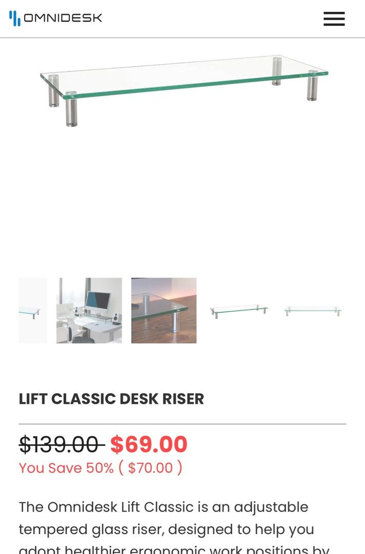 Omnidesk Classic Lift Desk Riser, Furniture & Home Living, Home ...