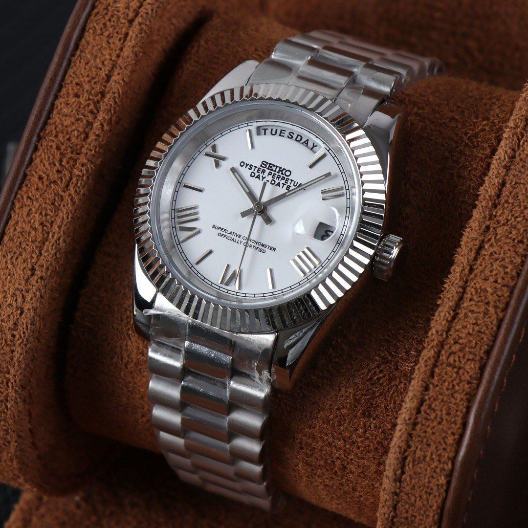 Seiko Day-Date Mod (white dial), Men's Fashion, Watches & Accessories ...