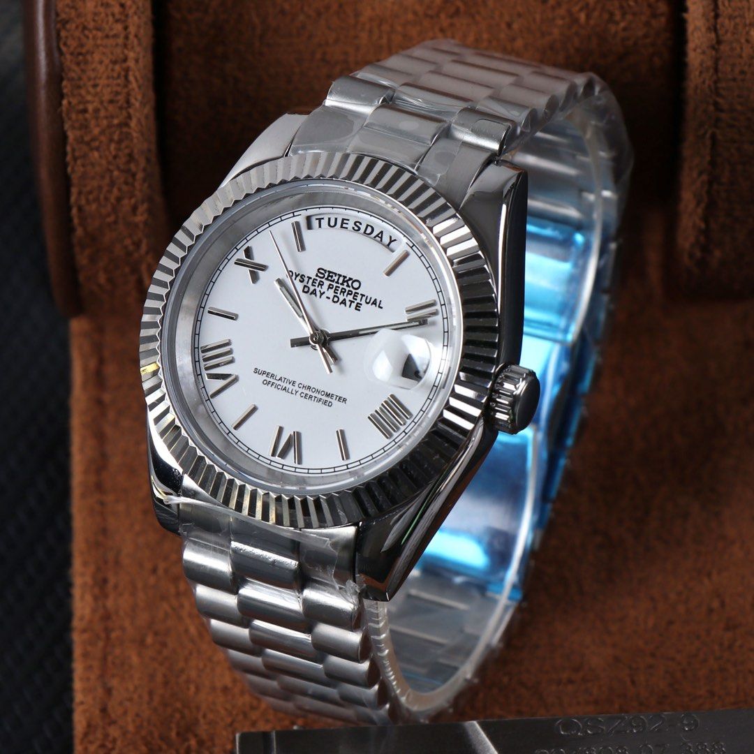 Seiko Day-Date Mod (white dial), Men's Fashion, Watches & Accessories ...
