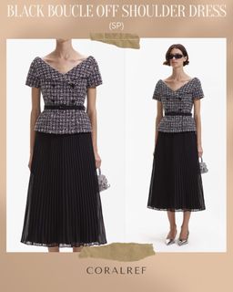 Self Portrait Black cropped top embellished Boucle skirt set, Women's ...