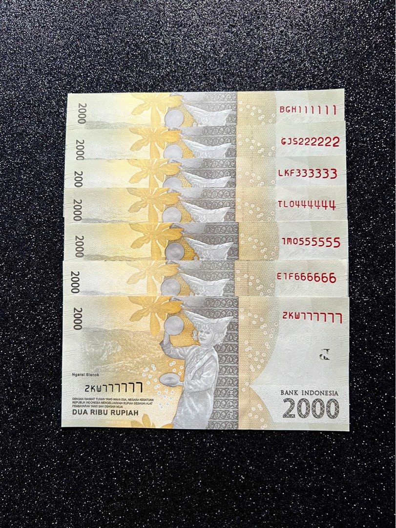 🇮🇩Solid 111111-777777 Indonesia 2000 Dua Ribu Rupiah Banknote notes ...