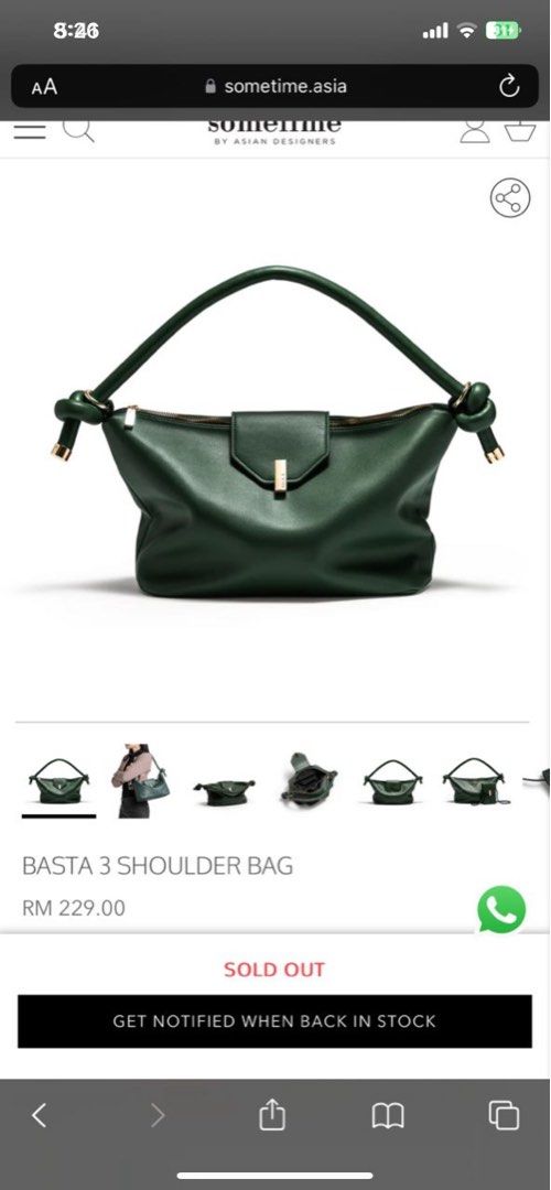 Sometime by Asian Designer Basta 3 Shoulder Bag in Green, Women's ...