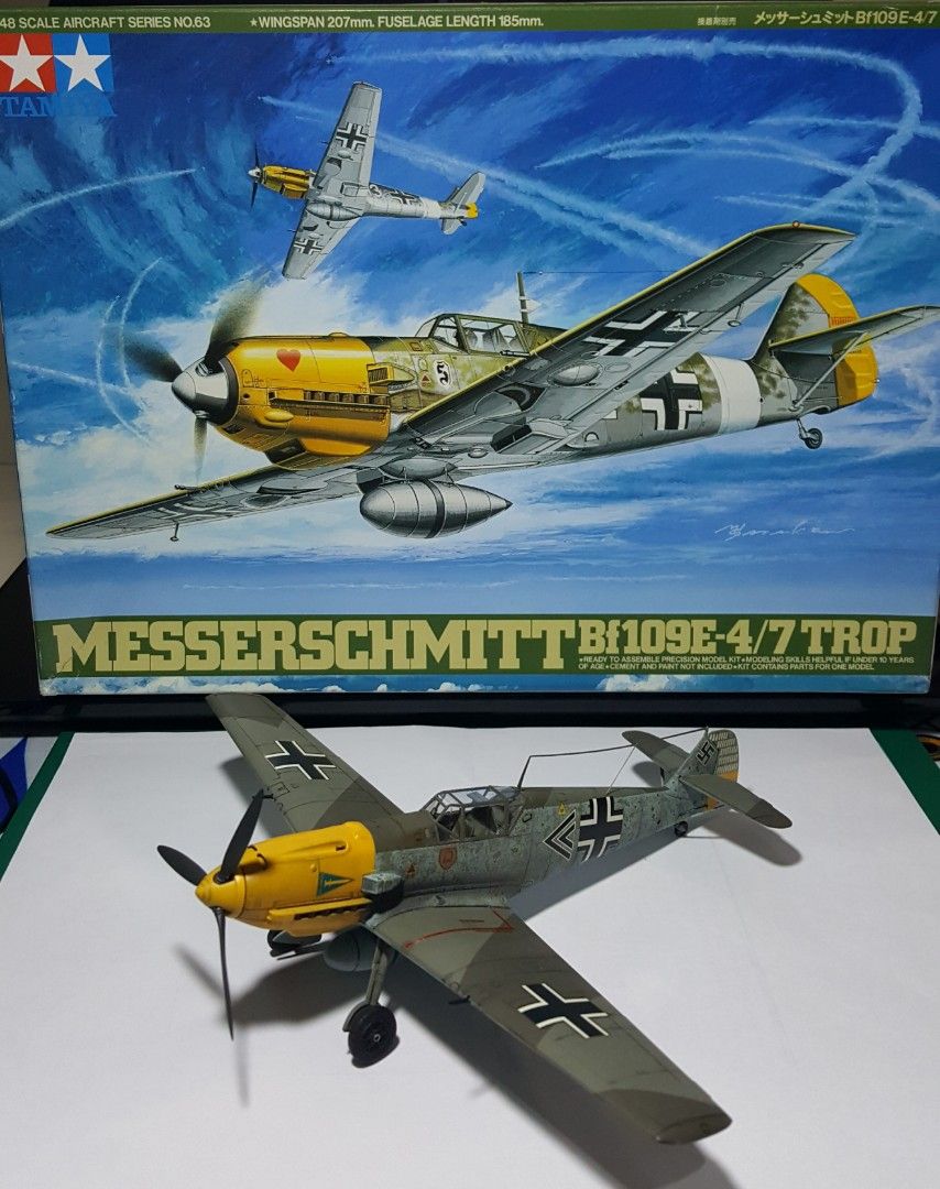 Tamiya 1/48 Messerschmitt BF109 E-4/7 Trop Model kit Plane custom painted., Hobbies & Toys, Toys ...