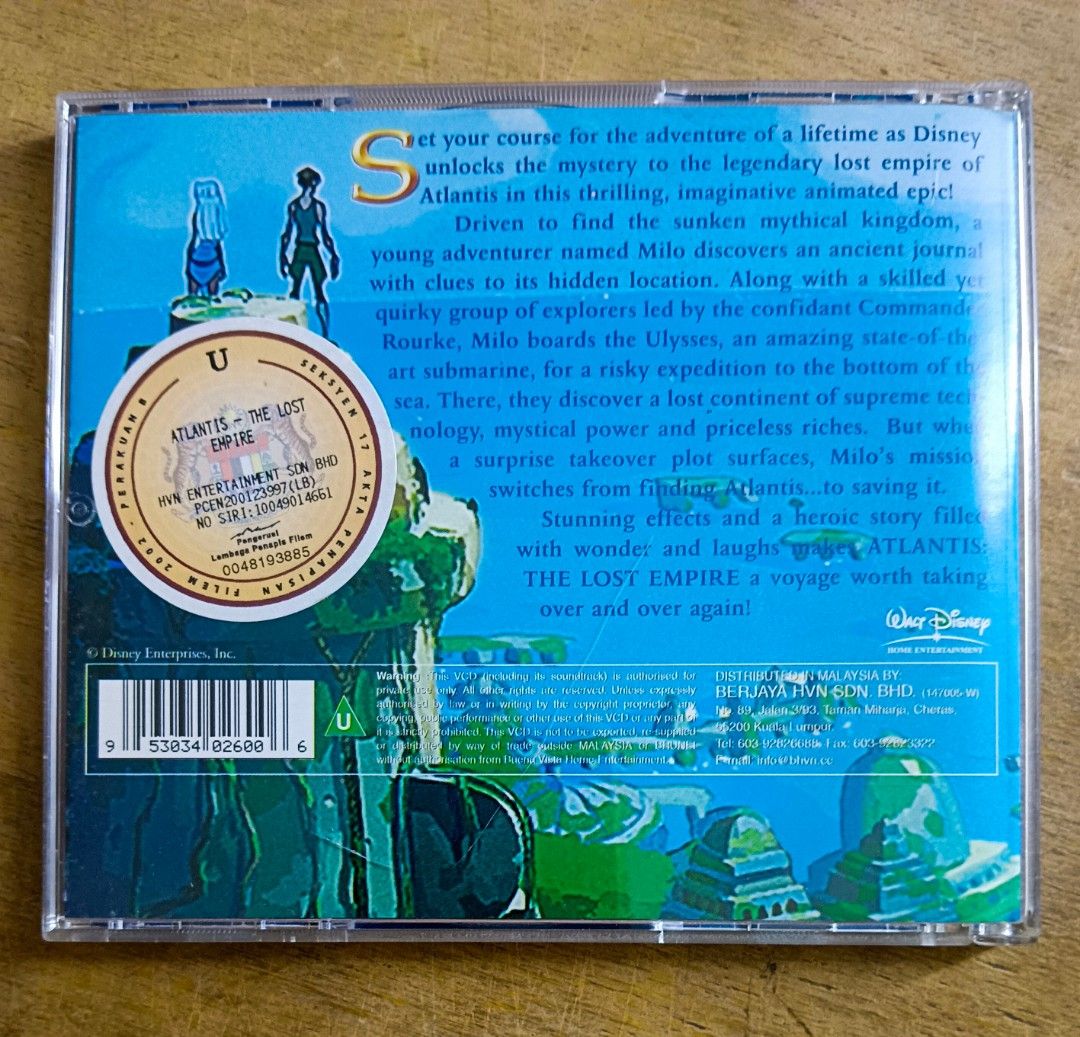 VCD Cartoon Atlantis The Lost Empire (2 CD), Hobbies & Toys, Music ...