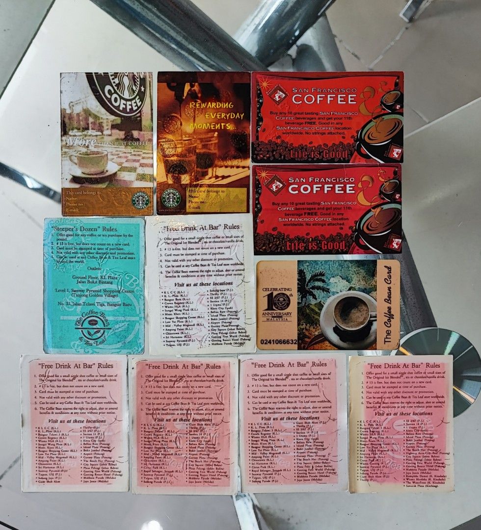 Vintage Starbucks and Coffee Bean loyalty card, Hobbies & Toys, Collectibles & Memorabilia ...