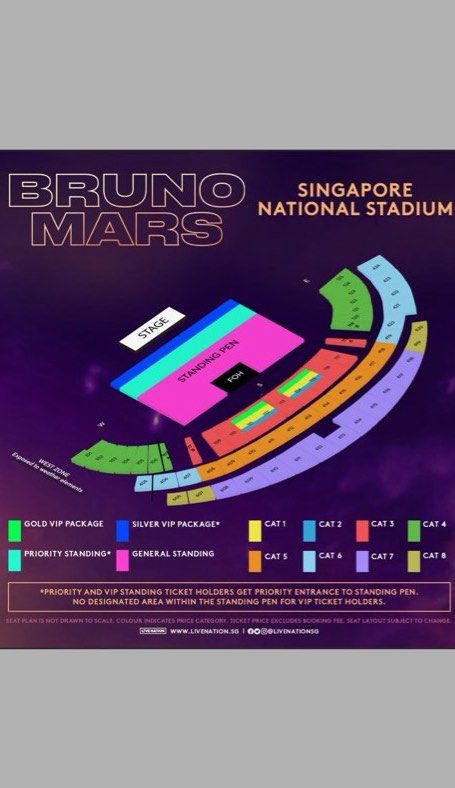2 Tiket Bruno Mars 3 April 2024 General Standing Tiket And Voucher
