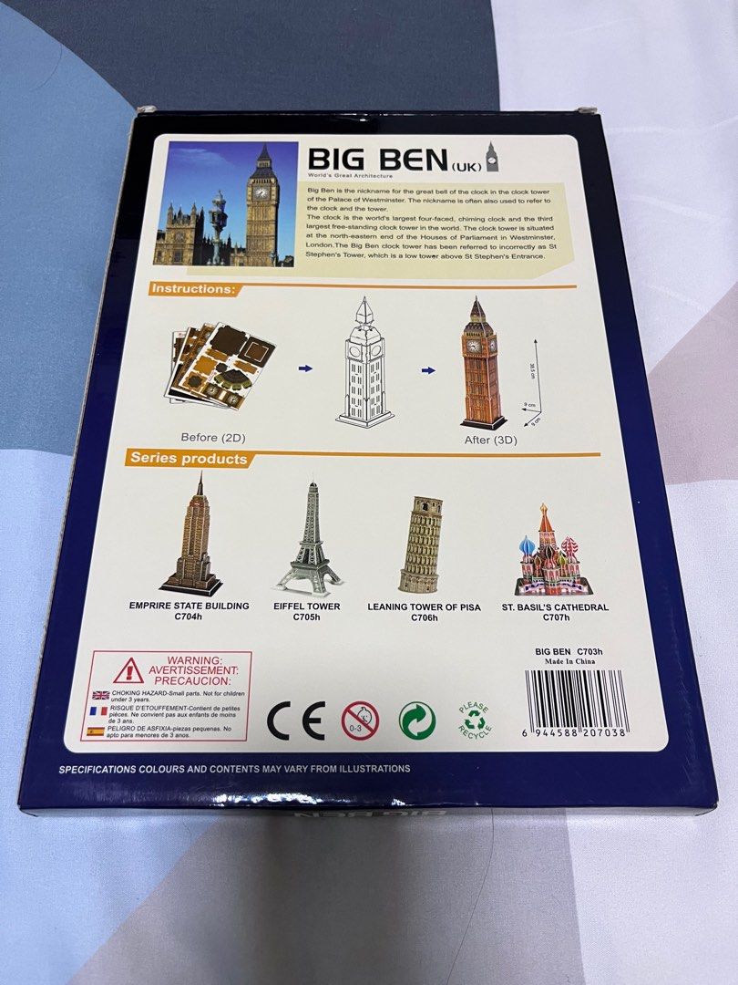 3D Puzzle Big Ben, Hobbies & Toys, Toys & Games on Carousell