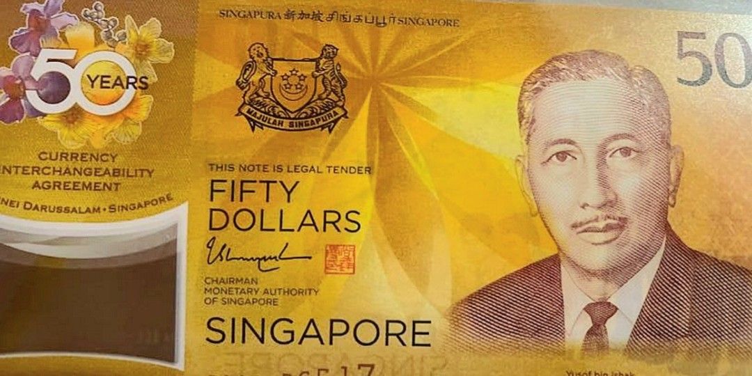 50th anniversary commemorative Singapore - Brunei $50 & $20 notes ...