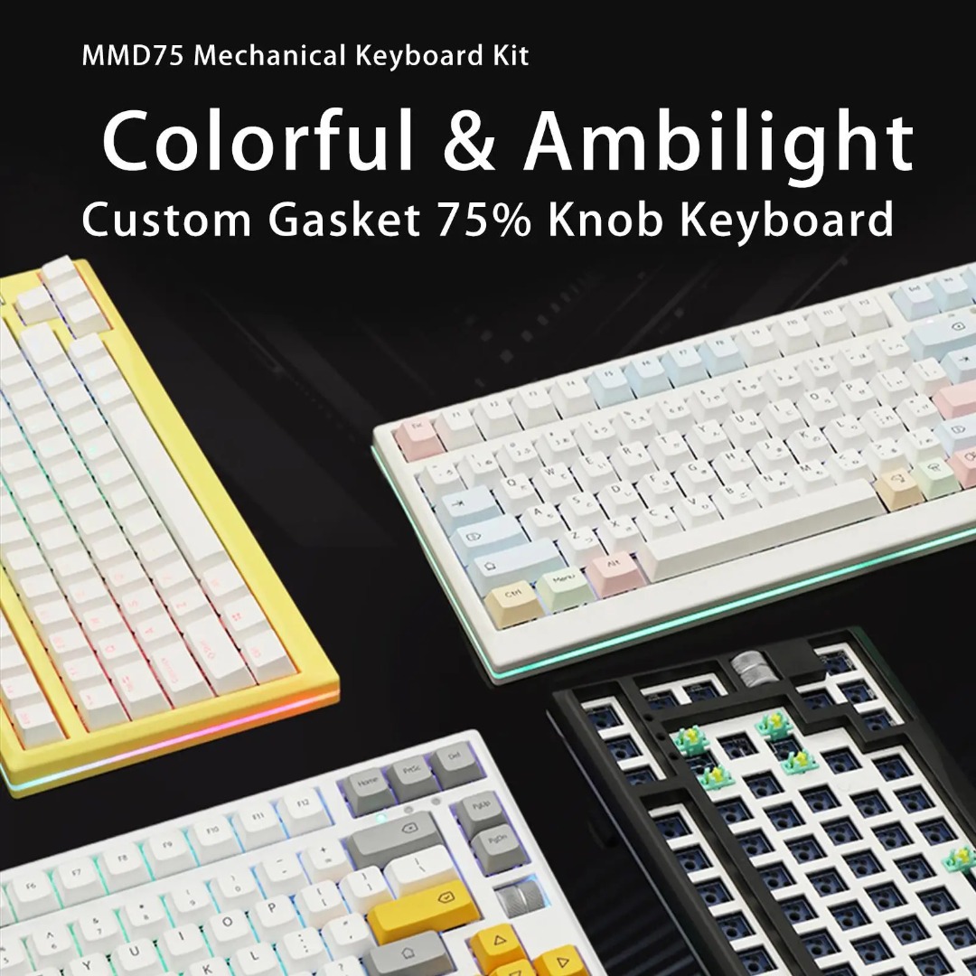 75 % Tri mode wireless mechanical keyboard kit only bluetooth hot ...