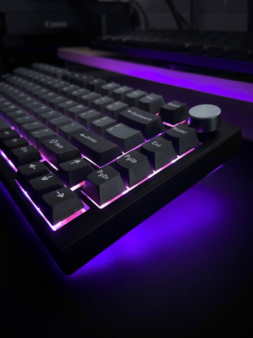 75% Custom Mechanical Keyboard (Black grey keycaps) - Tri mode - Fully ...
