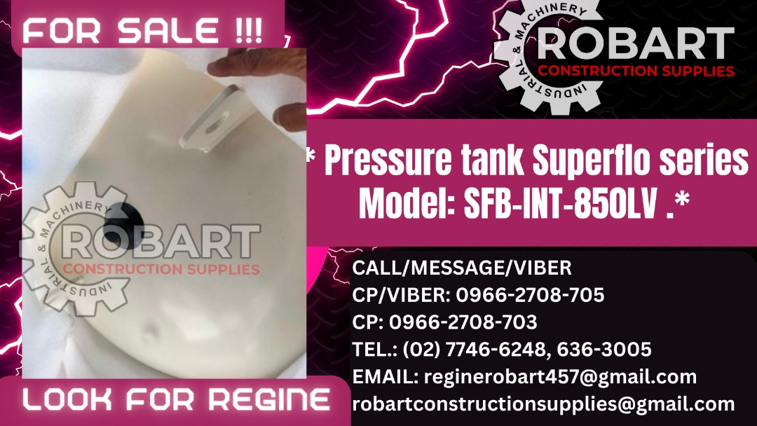 * Pressure tank Superflo series Model: SFB-INT-850LV .*, Commercial ...