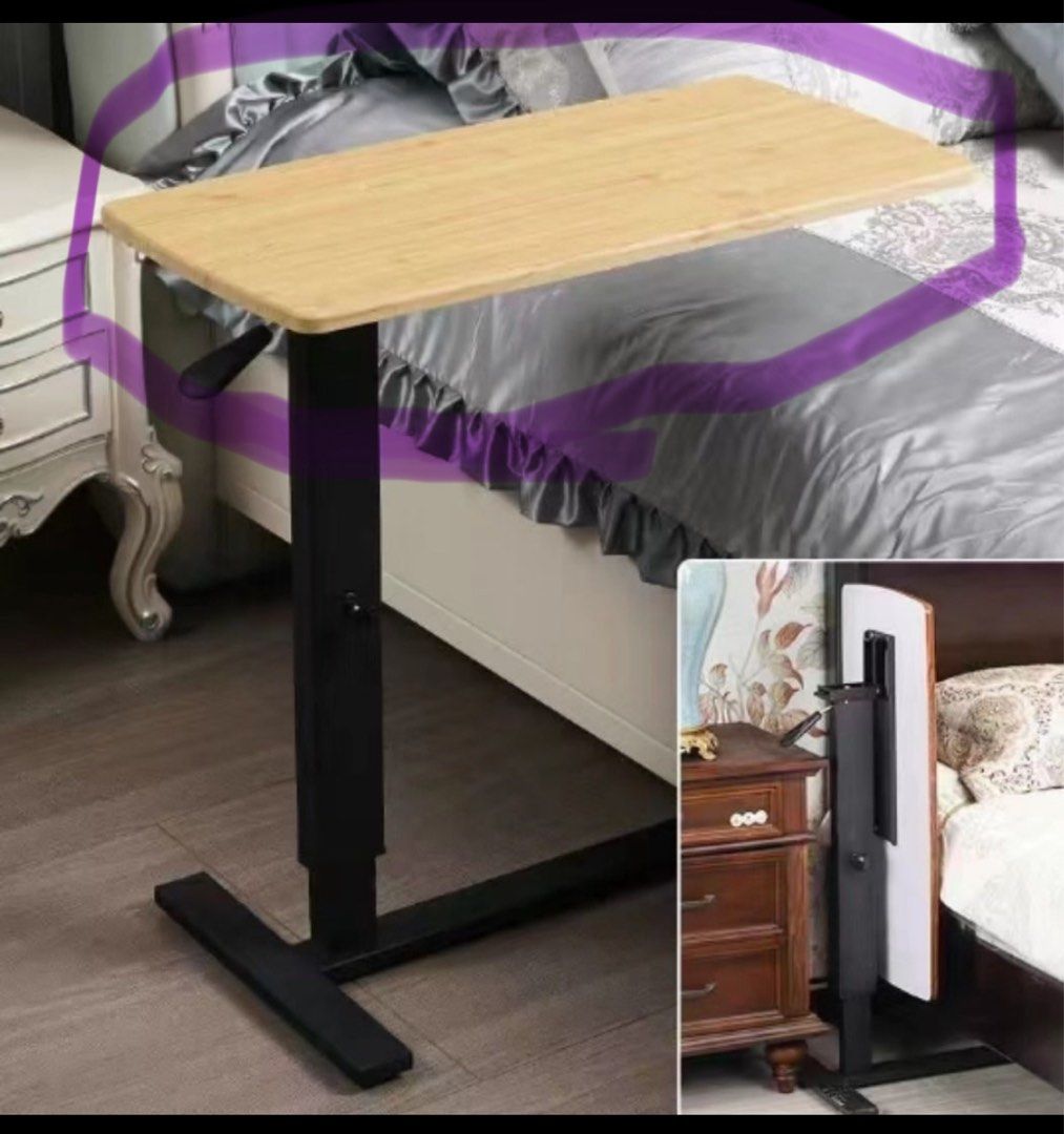 Adjustable Height Table Simple Wood Color Foldable Side Table Bedside ...