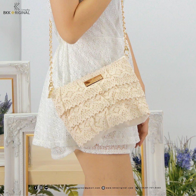 BKK original｜蕾絲小側背包-奶油白, 她的時尚, 包包與錢包, 單肩包在旋轉拍賣
