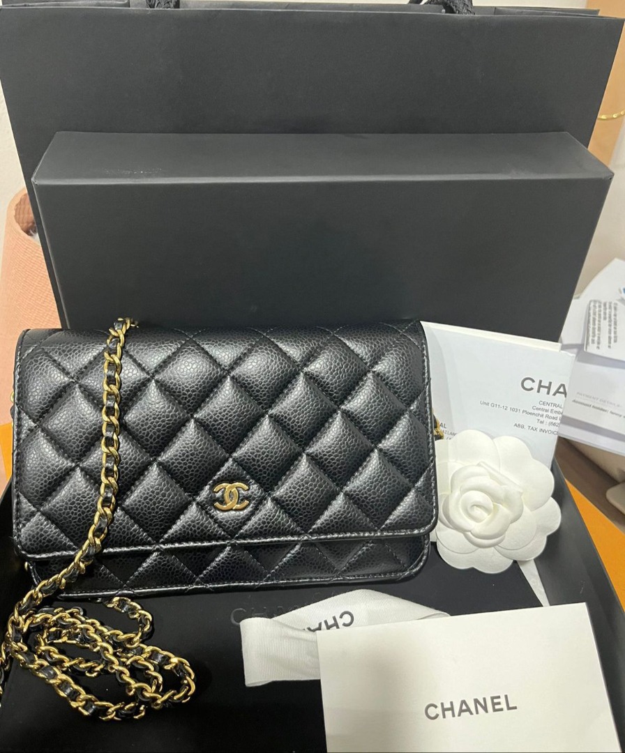 Chanel woc chanel caviar 2022 (chip) fullset box, db, receipt, Barang ...