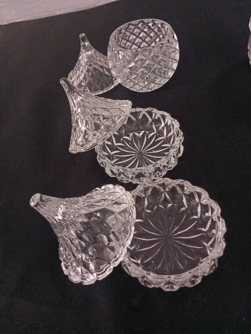 Crystal Glass Cut Candy/Nut Container / Bekas Kuih Raya, Furniture ...