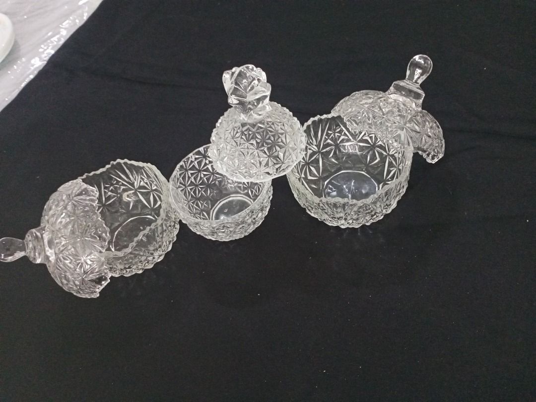 Crystal Glass Cut Candy/Nut Container / Bekas Kuih Raya, Furniture ...