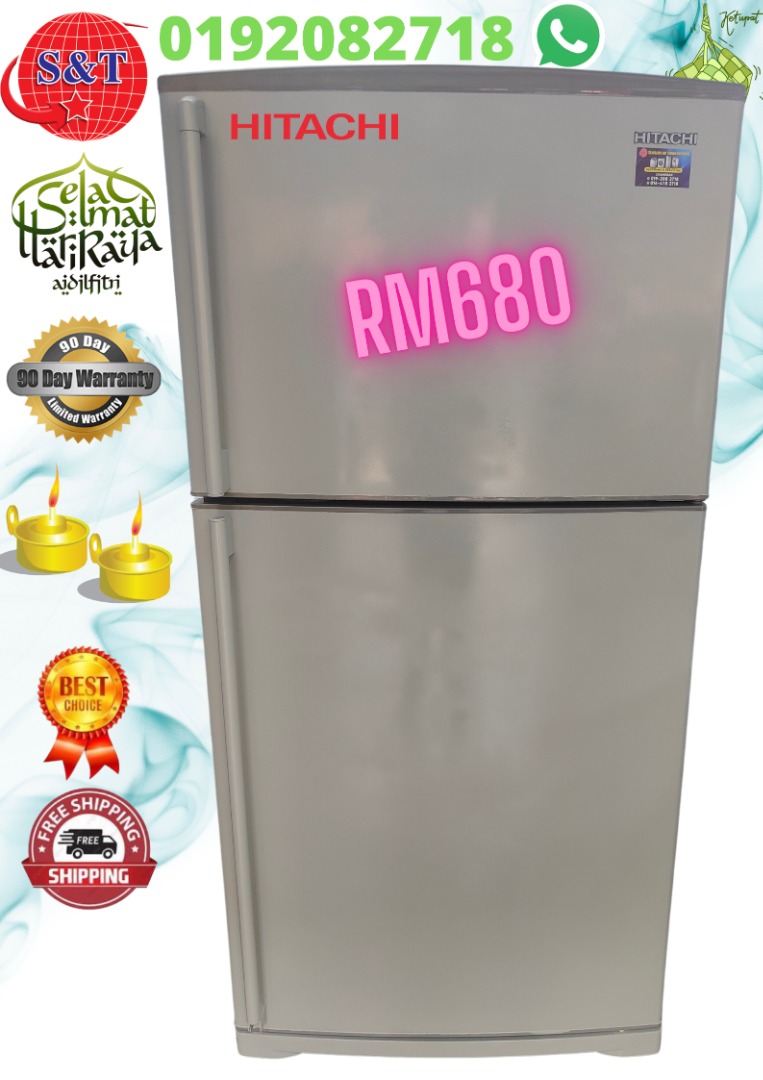 FRIDGE DOUBLE DOOR HITACHI GREY JUMBO, TV & Home Appliances, Kitchen ...