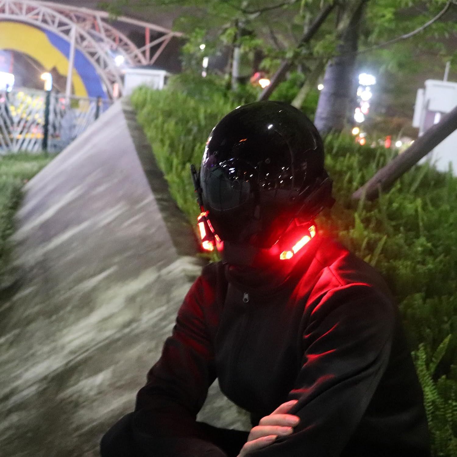 ifkoo Punk Mask Cosplay for Men,Gothic Futuristic Mask Helmet LED Light ...