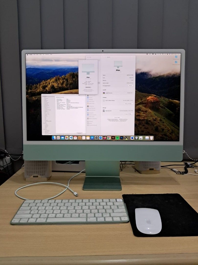 iMac M1 2021 (24 inch) Pembelian 2022 Istimewa Fullset ex cewek like new, Elektronik, Komputer ...