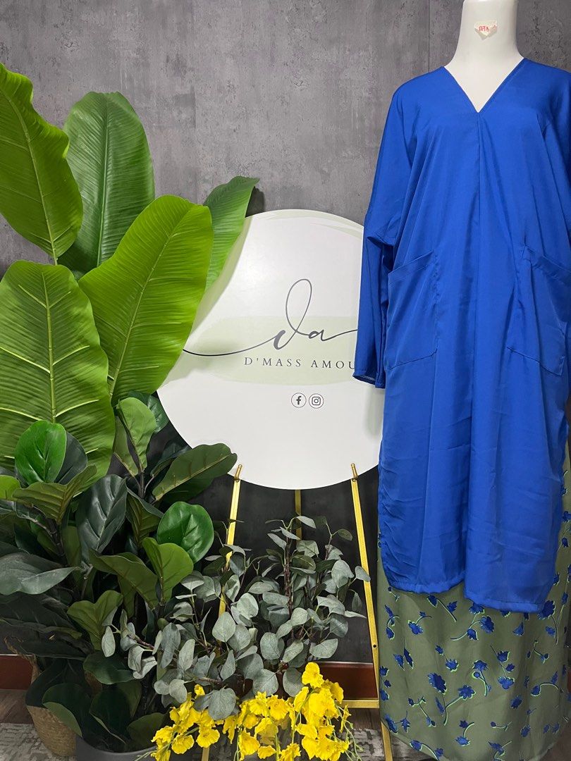 Kaftan kurung blue, Women's Fashion, Dresses & Sets, Traditional ...