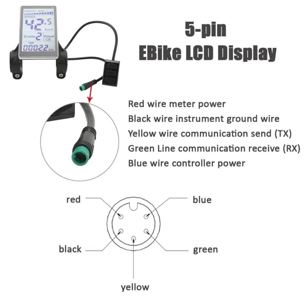 *LCD M5 Electric Bike LCD Display Meter Universal for 31.8 22.2mm ...