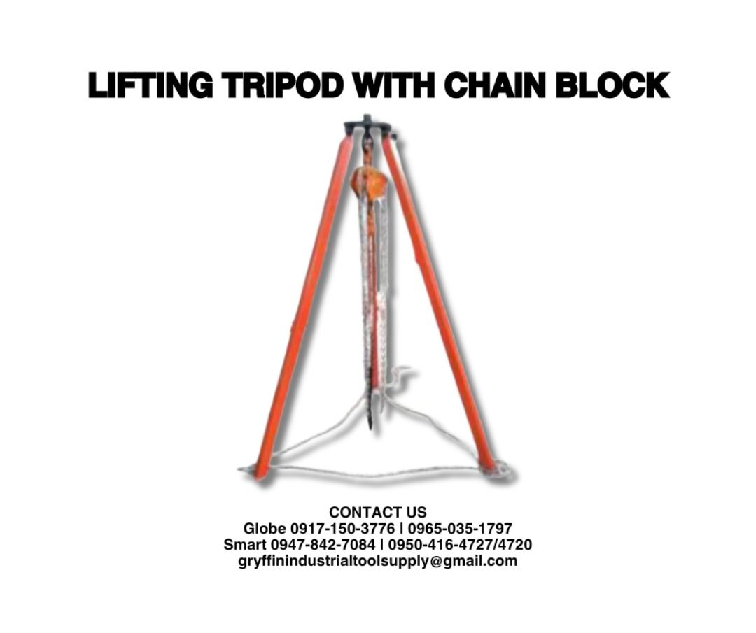 Lifting Tripod with Chain Block, Commercial & Industrial, Industrial ...