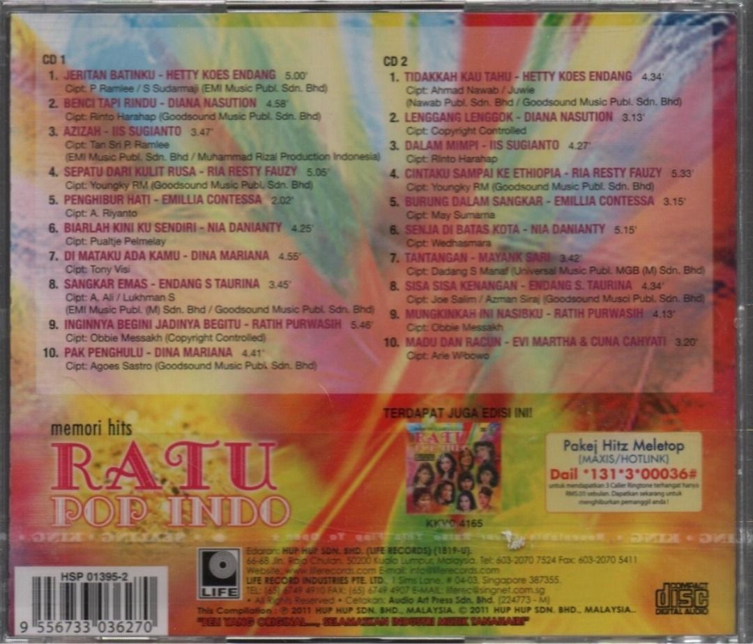 Memori Hits Ratu Pop Indon 2CD Lagu Pop Indonesia Hetty Koes Endang ...