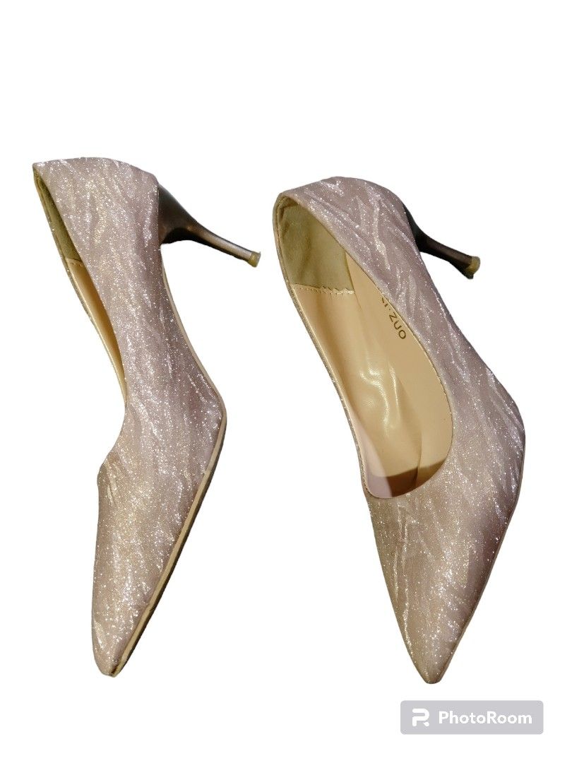 NANBEI ZUO 香檳粉 高跟鞋 婚鞋 37號, 她的時尚, 鞋類, 跟鞋在旋轉拍賣