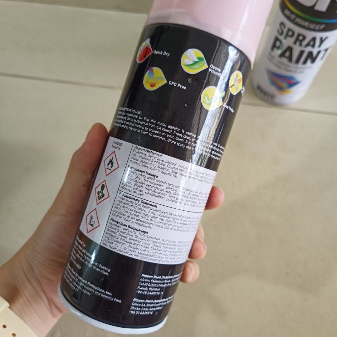 Nippon Pylox Lazer Spray Paint (Light Pink) & Mr DIY Spray Paint ...