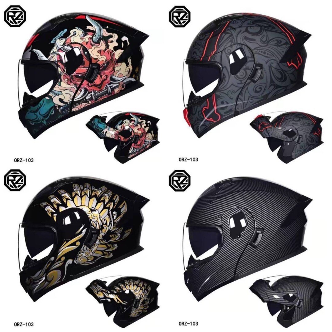 ORZ modular motorbike helmet with dual visor and DOT certificate Flip ...