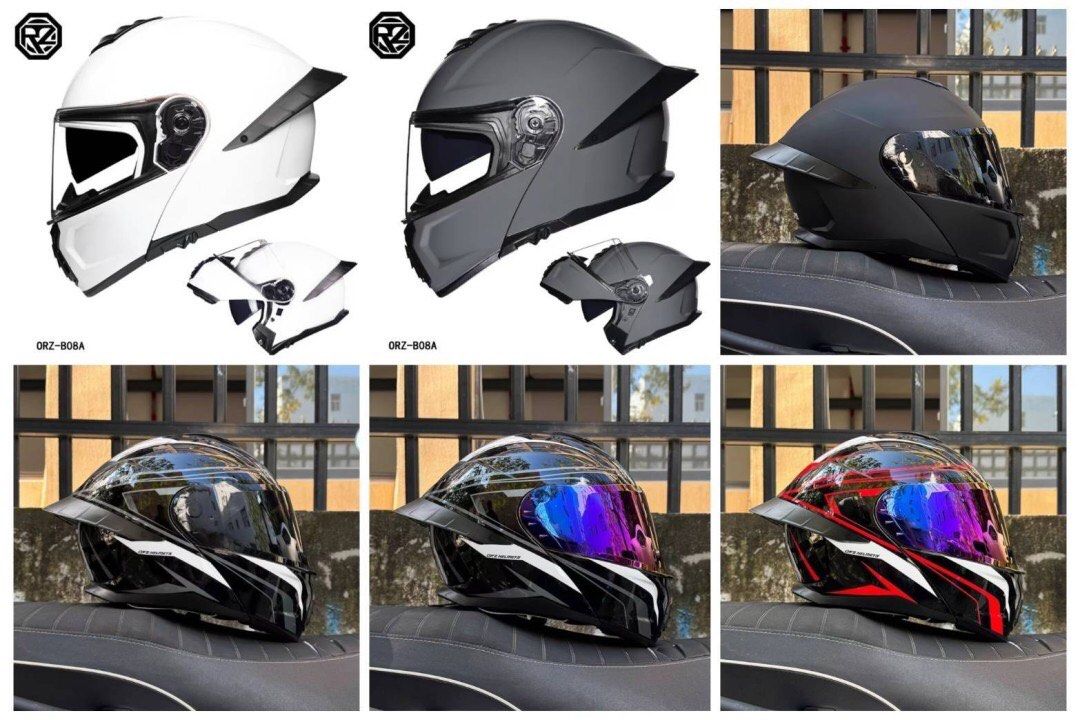 ORZ modular motorbike helmet with dual visor and DOT certificate Flip ...