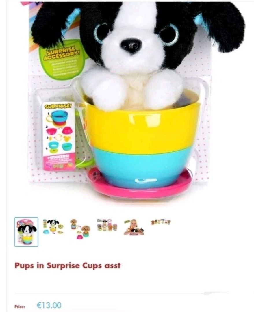 Pups in Surprise Cups Border Collie Puppy Dog Soft Toy in Tea Cup ...