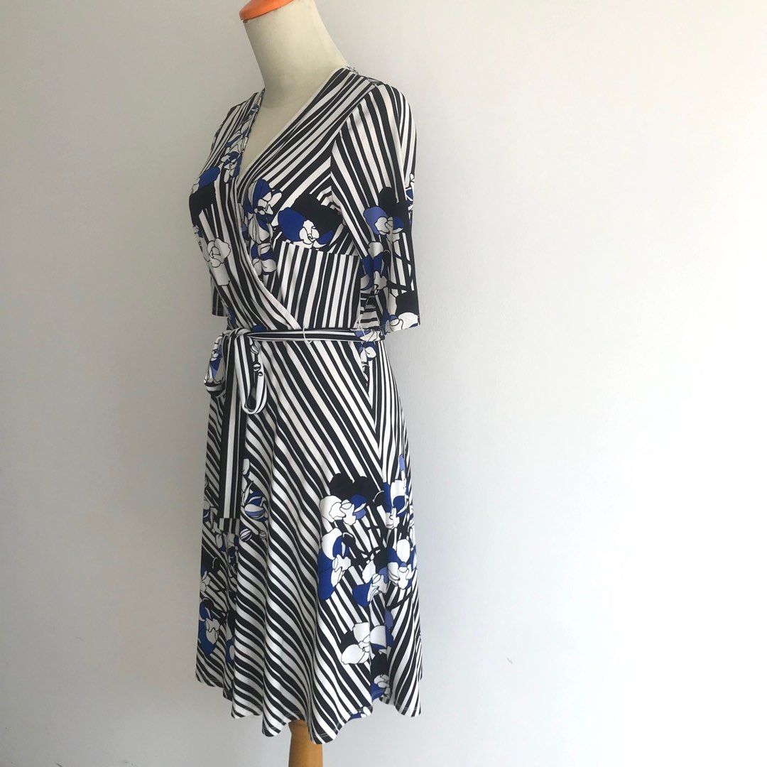 SANDRA DARREN Floral Stripes Dress (baca diskripsi), Fesyen Wanita ...