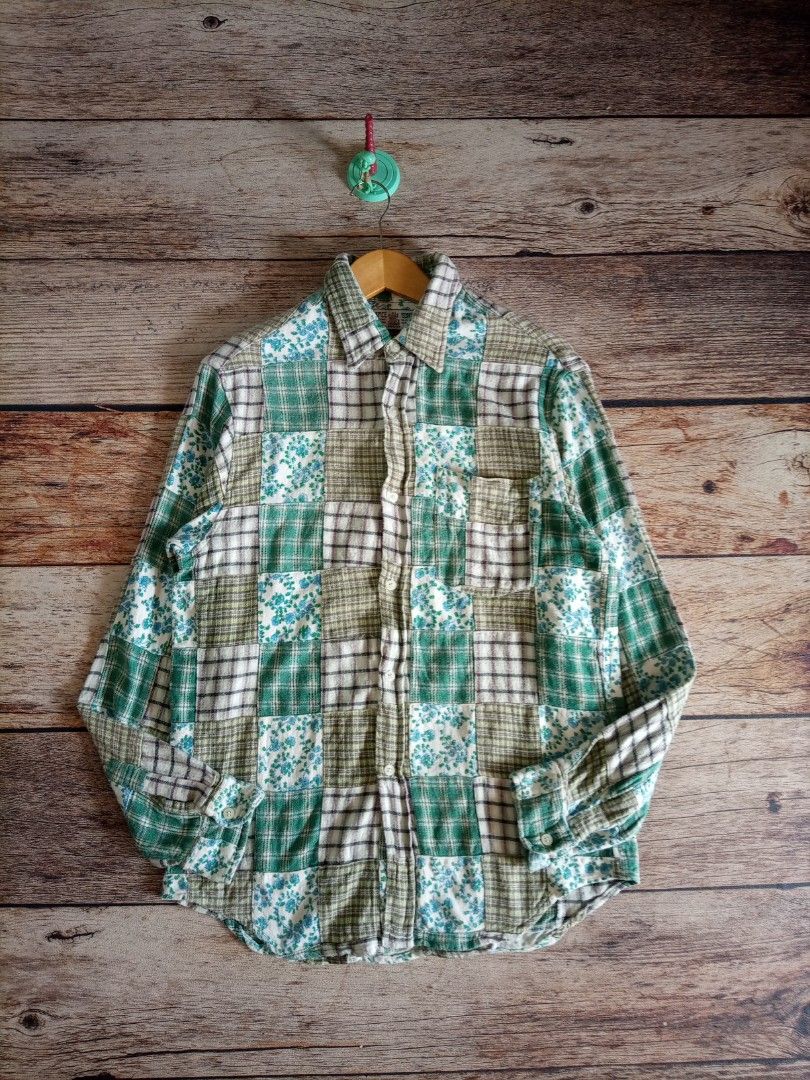 Spice Island Patchwork Flannel Shirt Kemeja Flannel Perca, Fesyen Pria, Pakaian , Atasan di ...