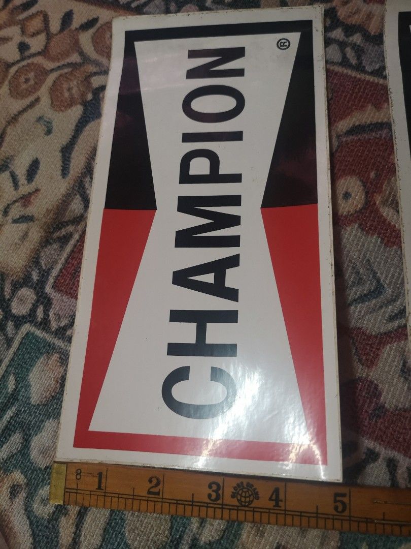 Sticker retro Champion, Hobbies & Toys, Stationery & Craft, Art ...