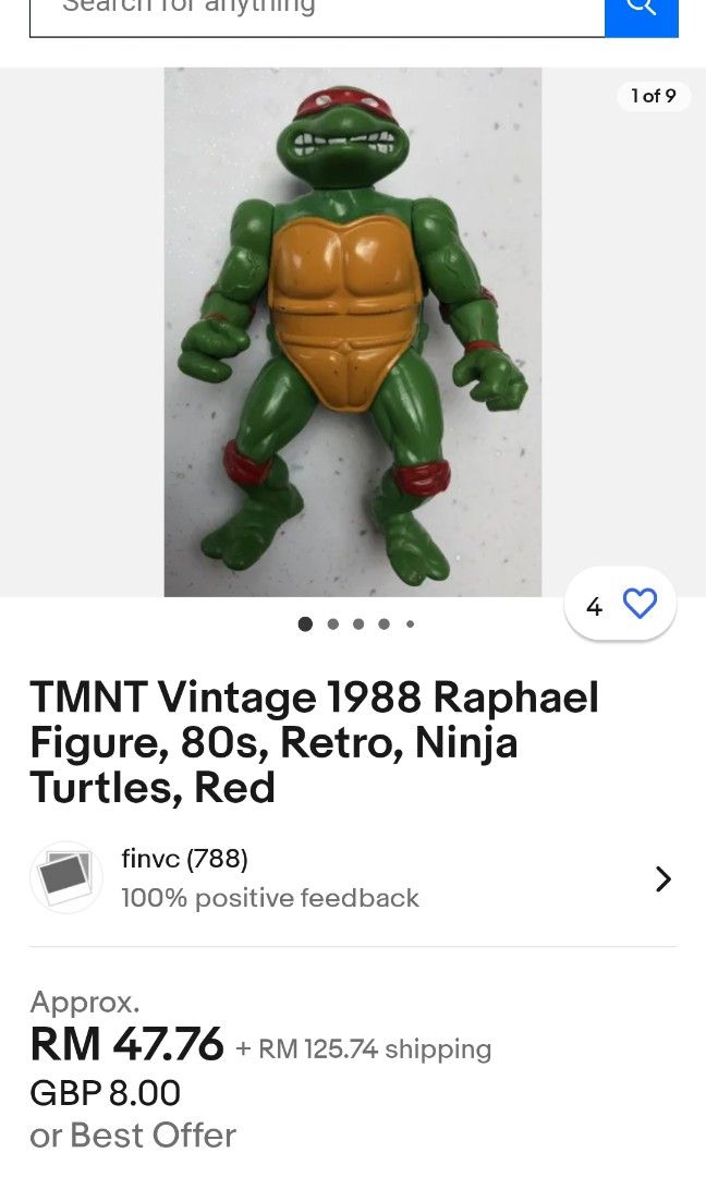 Teenage Mutant Ninja Turtles TMNT Vintage 1988 Raphael, Hobbies & Toys, Toys & Games on Carousell