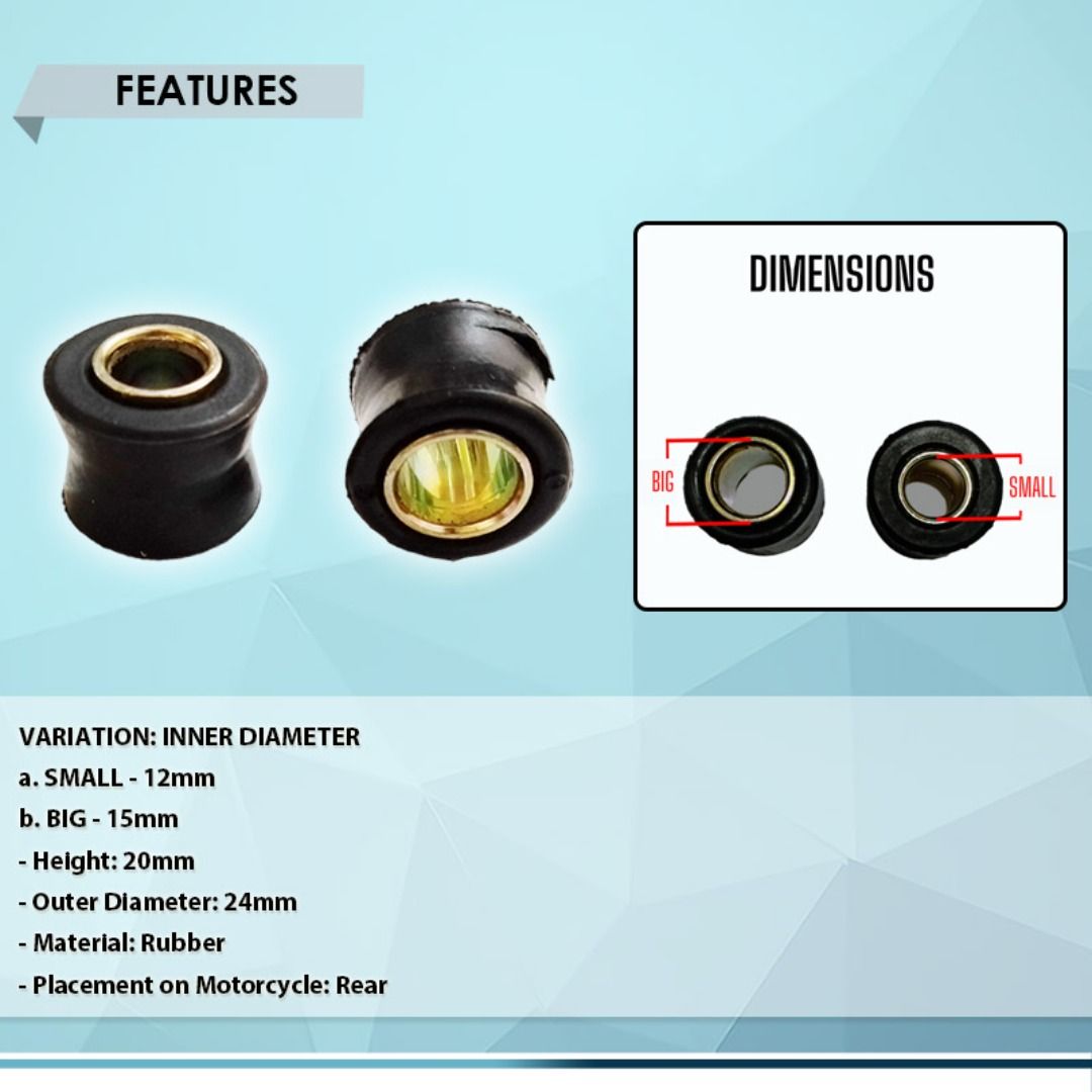 UNIVERSAL MOTORCYCLE BUSHING SHOCK ABSORBER CUSHION RUBBER RING, 1-PC ...